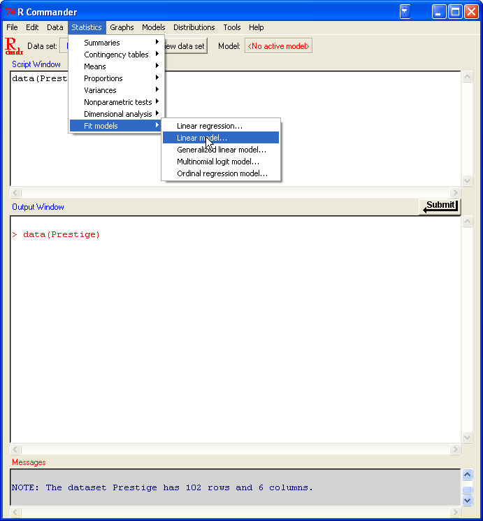 Extending the R Commander by “plug-in” packages